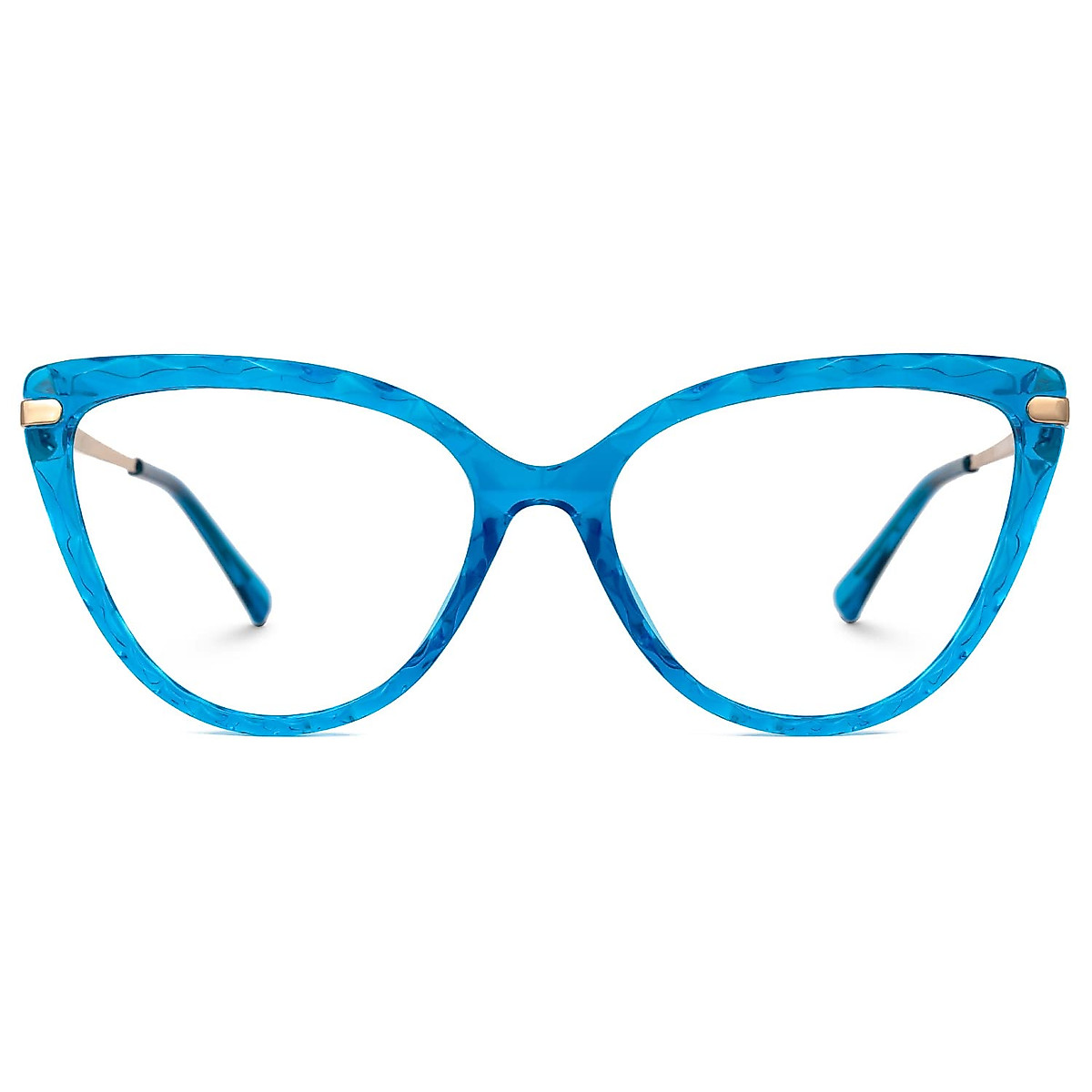 Zeelool Women's Trendy Crystal TR90 Oversized Cat Eye Glasses with Non-prescription Clear Lens Lucas ZOT652438-06 Blue