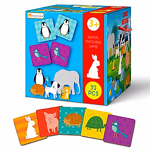 Memory Game - 16 Pairs Animal Memory Games for Kids 3 and Up, Memory Matching Game for Toddlers Education, Non Toxic Memory Card Games of Gift for Kids Preschool 2 Year Old