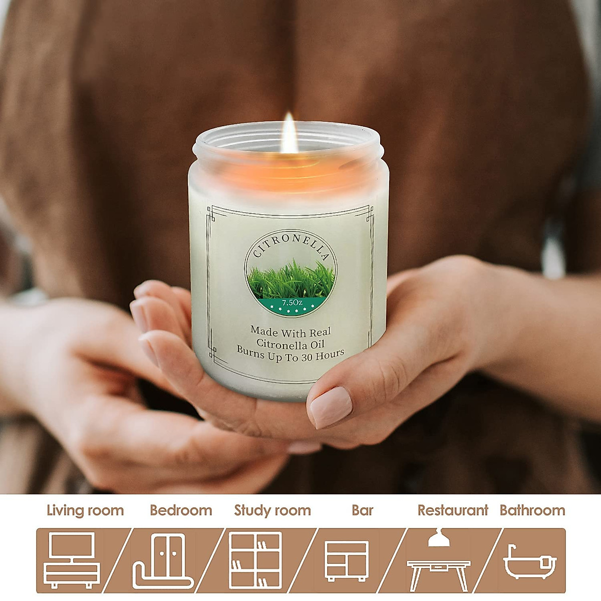 Citronella Candles Outdoor Indoor 7.5 OZ 4 Pack, 100% Soy Wax Candles for Home Scented Candles Outside for Party Hiking Camping Patio BBQ Deck Lanai Garden Yard Home Balcony