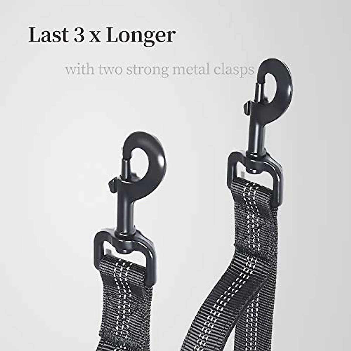 iYoPets Double Dog Leash with Two Extra Traffic Handles, 360 Swivel No Tangle Dual Dog Walking Leash, Comfortable Shock Absorbing Reflective Bungee for Two Dogs (18~120 lbs, Black)