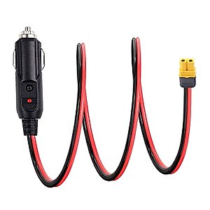 AJDPOI XT60 to Car Cigarette Lighter Plug Cigarette Lighter XT60 Extension Cable 12AWG XT60 Adapter Cable Compatible with Solar Panel RV Portable Power Station Solar Generator (3FT)
