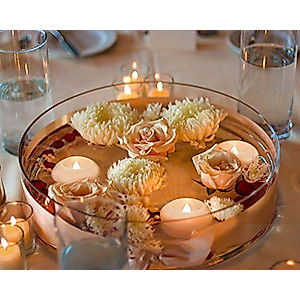 Homemory 3 Inch Flameless Floating Candles, 100 Hour, White Wax, Battery Flickering Waterproof Tealights - Wedding Centerpiece, Engagement, Dinner Parties, Beach Parties, Home Decor, Set of 12