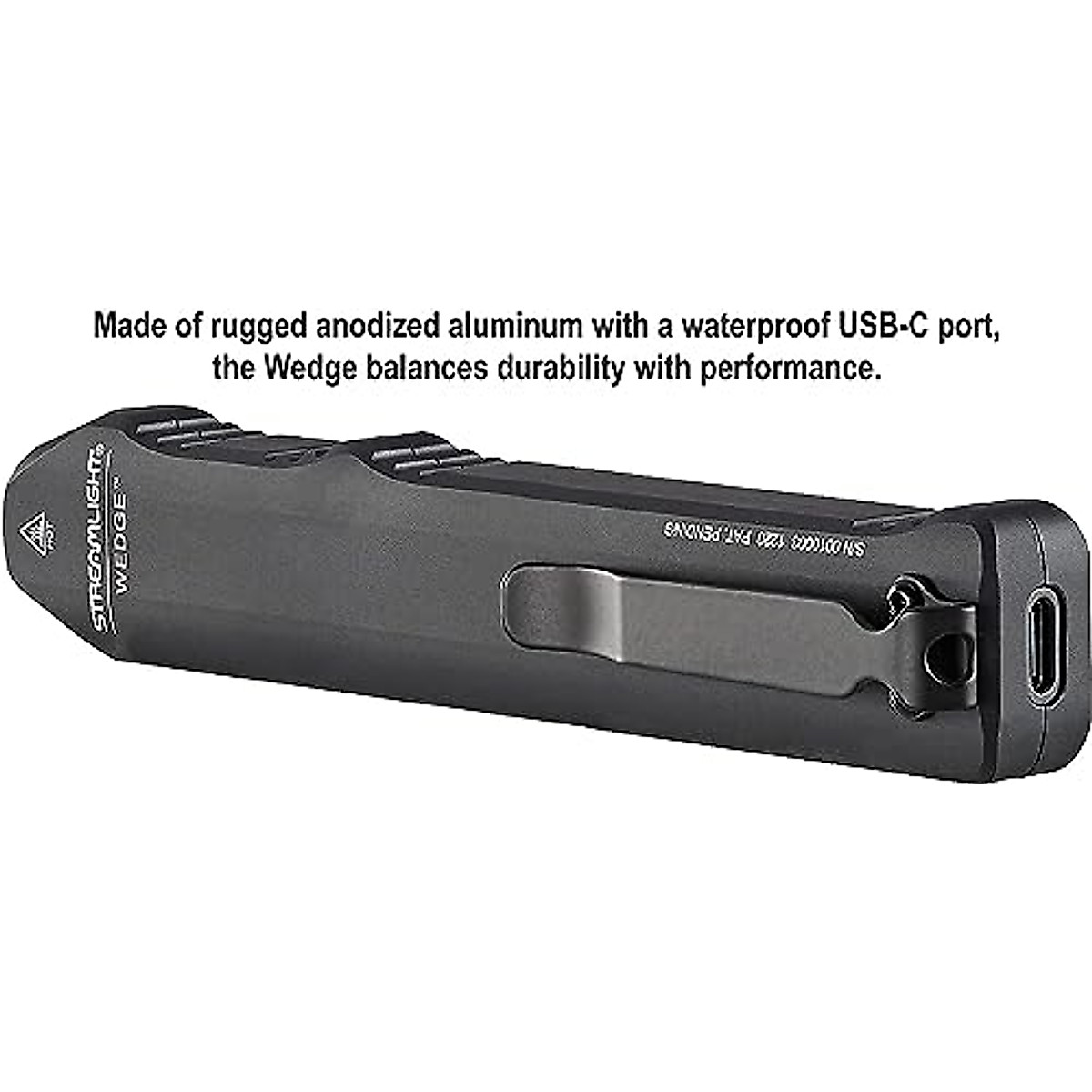 Streamlight 88810 Wedge 300-Lumen Slim Everyday Carry Flashlight, Includes USB-C Cord, Lanyard, Black