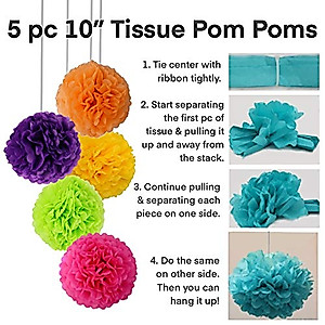 Mexican Fiesta Party Decorations – Cinco De Mayo - 6 Paper Fans, 5 Flowers Pom Poms, Papel Picado, Pennants Garland, PDF Games - Taco Bout Tuesday, Birthday, Engagement Supplies