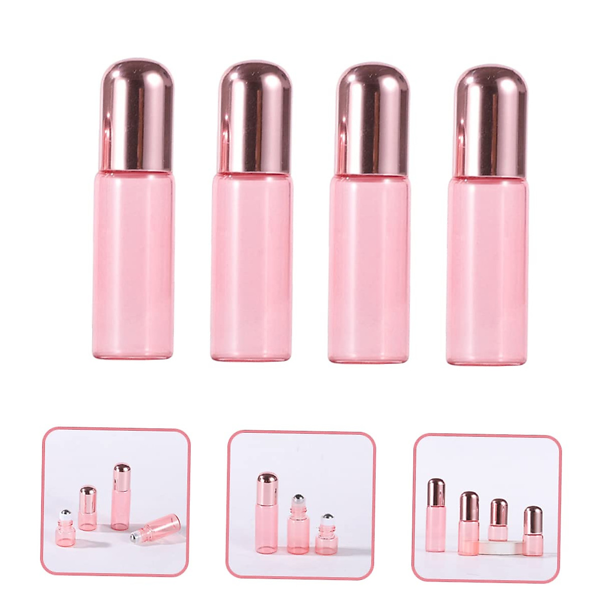 Lurrose 10pcs roller Mini Home - Women Sample Refillilable Perfume Oil Tube for Cosmetics Vials Size Lip Er Essential Vial Bottles Refillable Cosmetic Lid Small Ml Diffuser Travel Aroma