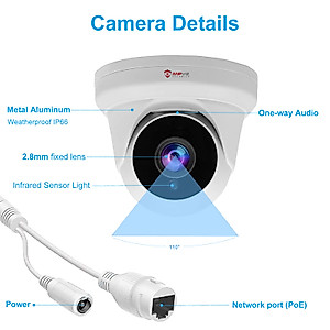 Anpviz 4MP PoE IP Turret Camera with Microphone/Audio, IP Security Camera Outdoor Indoor, Night Vision 50ft, Waterproof IP66, 108° Wide Angle 2.8mm Lens, 24/7 Recording, NDAA Compliant (U Series)