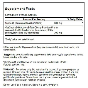 Swanson Hiactives Tart Cherry & Turmeric 60 Veg Capsules (4 Pack)