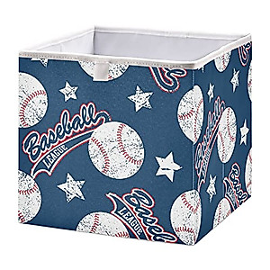 Vintage Baseball Star Sport Closet Organizers Storage Cubes Storage Bins Shelf Baskets Containers for Home Kids Room Toys Office