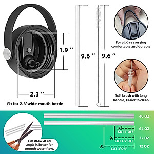 Tonlinco Straw Lid for Hydroflask Wide Mouth,Lids With Straw Compatible with Hydro Flask 20 32 40 oz Wide Mouth Wide Mouth Straw Lid Compatibility Most Sports Water Bottle (Black)