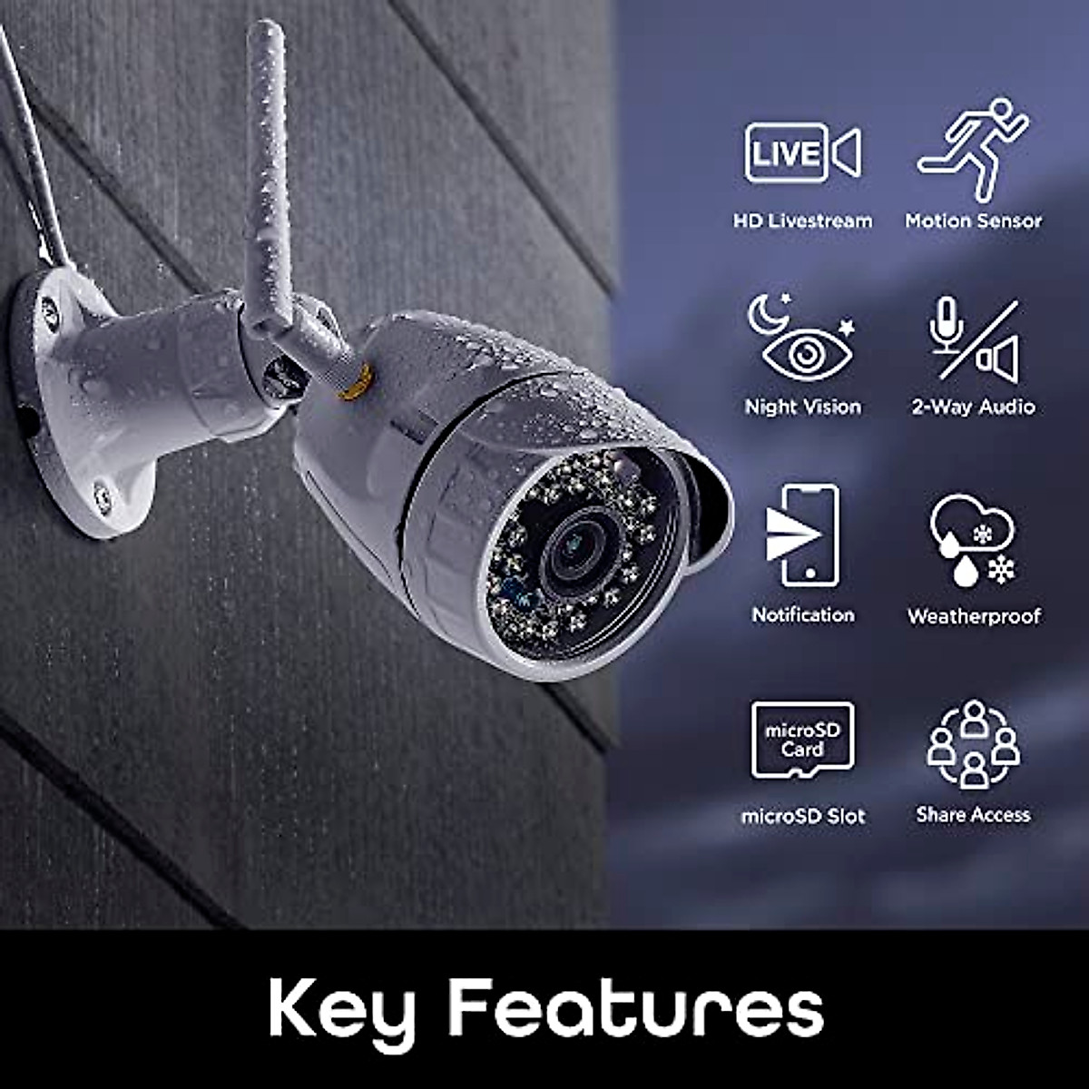 Geeni Hawk 1080p HD Outdoor Smart WiFi Security Camera with Night Vision, Motion Alerts and IP66 Weatherproof, Compatible with Alexa, Google Assistant, White