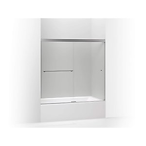 KOHLER sliding bath door, 62"H x 56-5/8 – 59-5/8"W, with 5/16" thick Crystal Clear glass