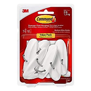 Command Medium Wire Hooks Value Pack, 7 hooks, 12 strips