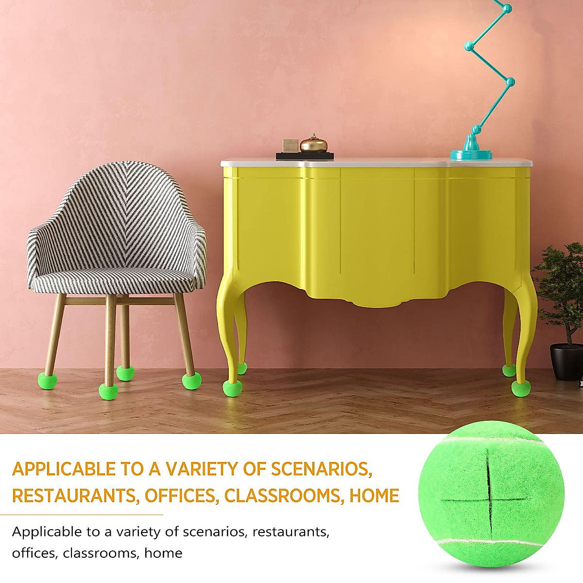 Macarrie 16 Pieces Precut Tennis Balls for Chairs Tennis Ball Chairs Foot Covers Tennis Balls for Furniture Leg for Classroom Floor Protection Chair Desk Legs Coverings (Light Green)