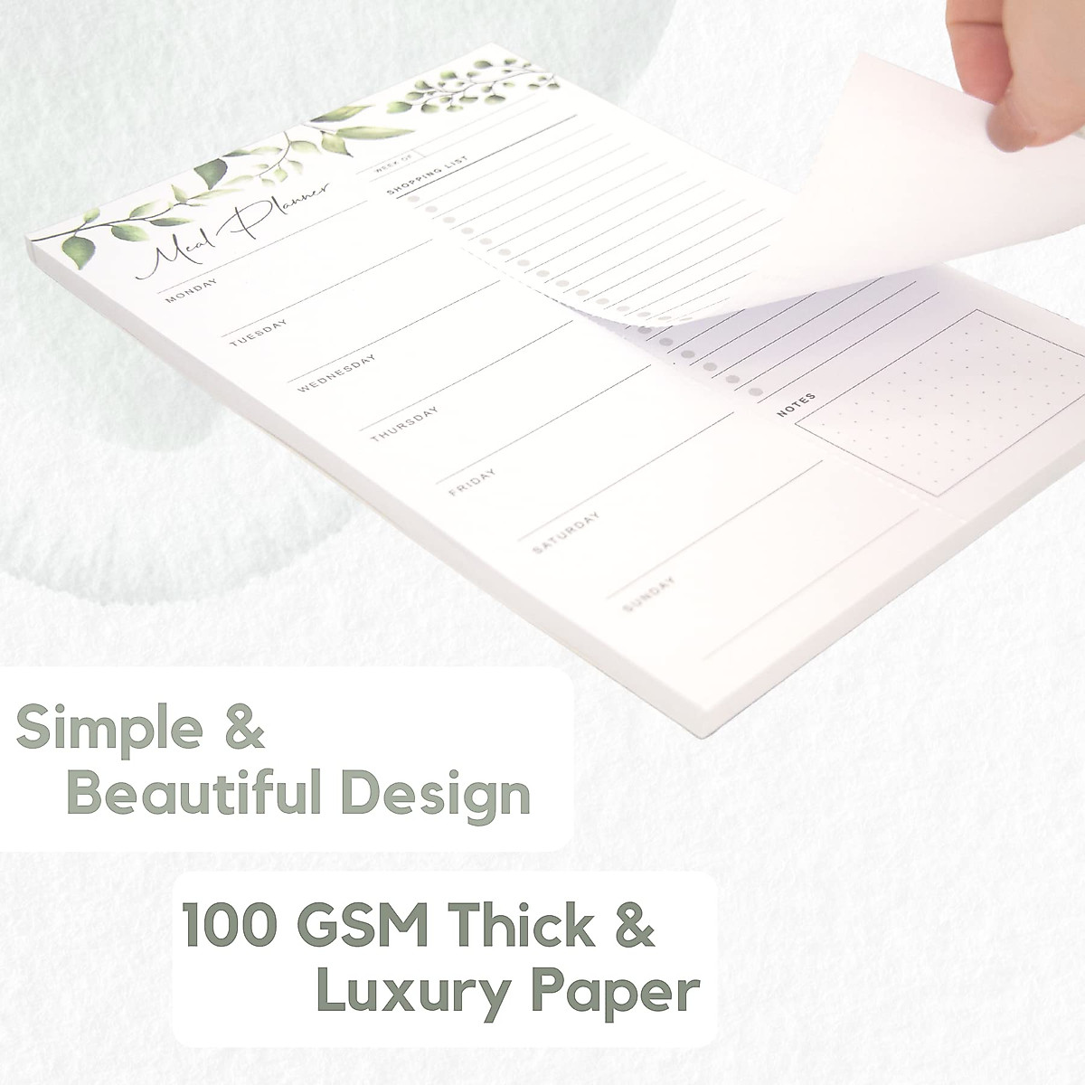 Magnetic Meal Planning Pad for Fridge 52 Undated Tear-off Sheets | 6x9 Inch Meal Planning Notepad | Notebook for Meal Planner and Grocery List with Magnet | Weekly Meal Planner for kitchen with Tear Off Shopping List