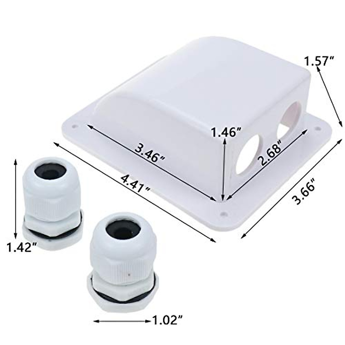 Sscon 1Pack ABS Solar Double Cable Entry Gland IP68 Weatherproof Dual Cable Entry Housing for Solar Project on Rv, Campervan, Boat, Caravan, White Color