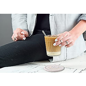 Coasters for Drinks (8-Piece Set) Water Absorbent Coaster Set Woven Coasters for Table Protection Heat-Resistant Coasters for Drinks, Beige