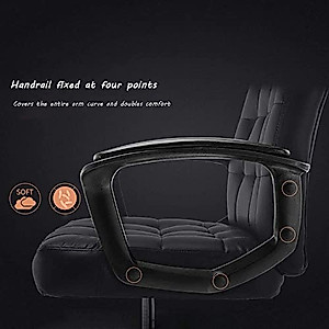 SHAWLA Chairs Mid-Back Flannel Adjustable Computer Office Desk Chair Lifting Study Chair (Color:Black)