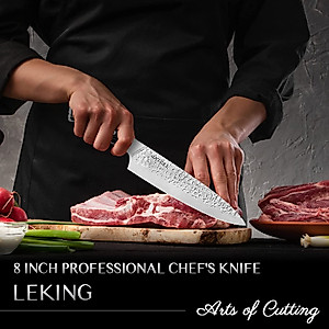 Leking Chef Knife German EN1.4116 High Carbon Stainless Steel 8 Inch Professional Chef’s Knife with Ergonomic Handle in Gift Box, Ultra Sharp Kitchen Knife for Family and Restaurant