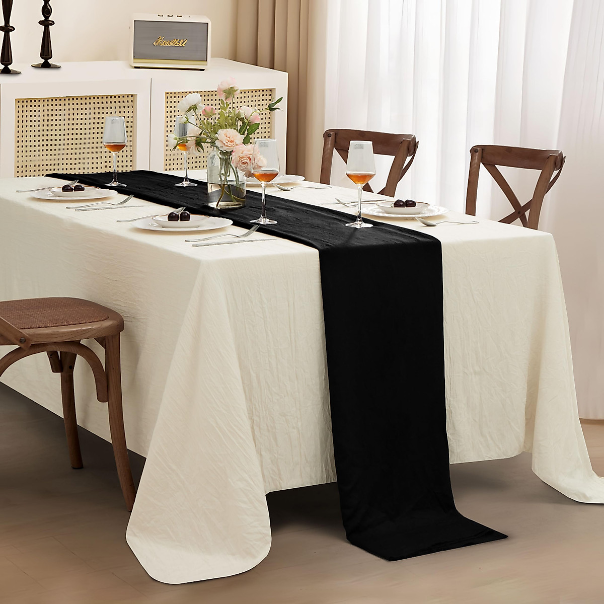 1 Yards Black Chiffon Fabric 74" Wide Tulle Fabric, Soft and Skin Friendly Thickened Drapery Fabric by The Yard, for Weddings, Costumes, Tablecloths, and Parties