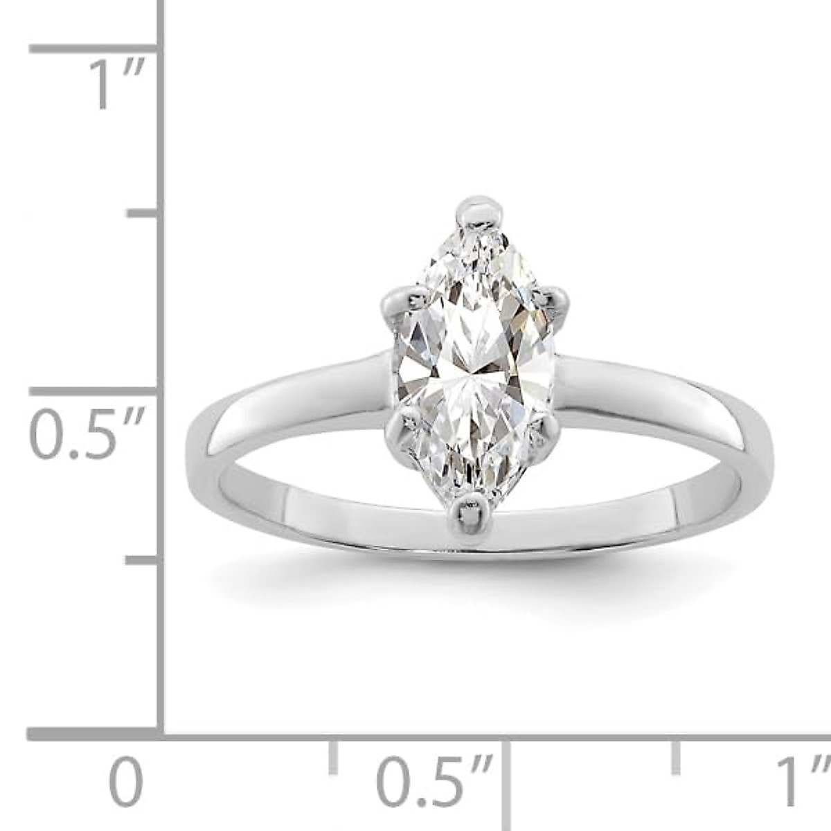 925 Sterling Silver Solitaire Marquise Cubic Zirconia CZ Engagement Ring Size 6