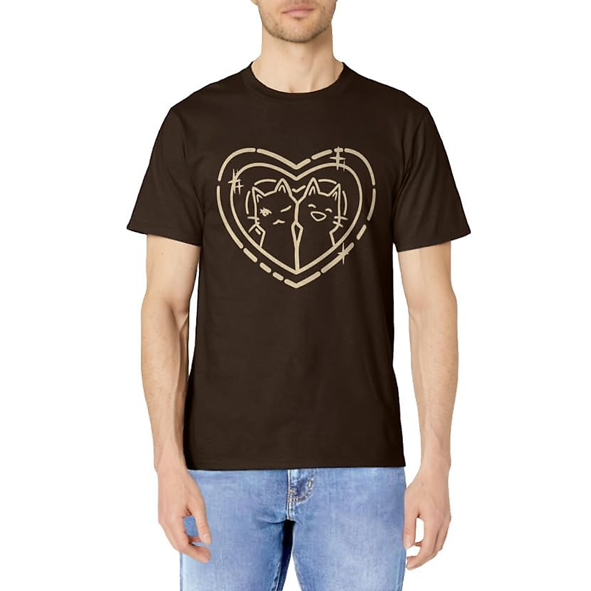 Cute Kawaii Y2K Coquette Heart with Cats T-Shirt