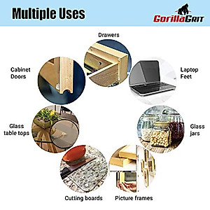Pack of 100 Cabinet Door Bumpers - 1/2” Diameter Clear Adhesive Pads for Drawers, Glass Tops, Cutting Boards, Picture Frames, Small Furniture