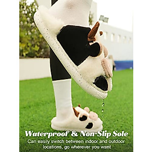 VRPQ Cow Slippers for Women, Cartoon Cute Animal Slippers, House Slippers Home Winter Slipper Indoor Outdoor Cow Slides for Women Men