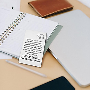 TRCENDE To My Son Gifts Wallet Card from Mom Dad Engraved Inserts Card for Son Back To School Graduation Birthday gift Son Birthday Card College Graduation Christmas Deployment gift xson2