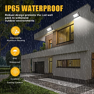 LPQJDA LED Wall Pack Light with Dusk to Dawn Photocell, 100W 5000K led Wall Lights, IP65 Waterproof Commercial Outdoor Security Lighting for Garage,Stadium, Warehouse, Factory, (1Pack), Dark Brown