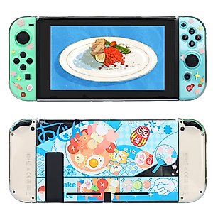 Cute Dockable Case for Nintendo Switch, FANPL Cover Case Compatible with Switch Console and Joy Con Controller, Comfortable Hard PC Shell, Blue Switch Skin Accessories for Girls - Cute Cuisine Pattern