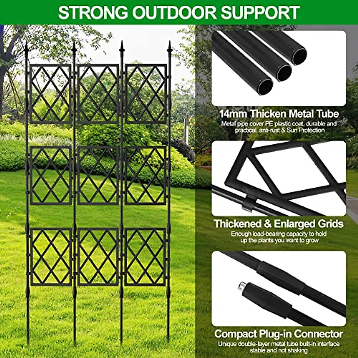 MYard 2023 Newest Garden Trellis for Climbing Plants Outdoor, 6.5FT Tall Plant Trellis Frame for Potted Plants, Rustproof Plant Support Climbing Trellis for Flowers Vine Vegetable Indoor Outdoor