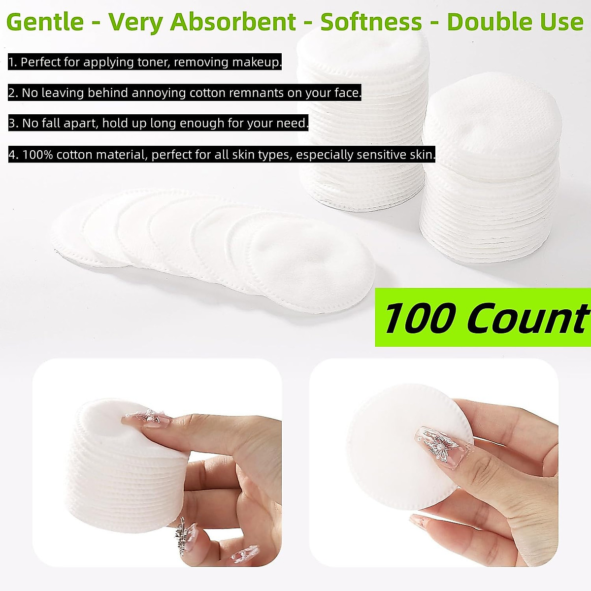 Cotton Pads Holder Set, Cotton Rounds Organizer Bathroom Clear Cotton Pads Storage Jar, 100pcs Cotton Pads