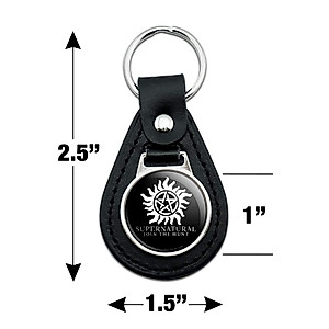 GRAPHICS & MORE Supernatural Anti Possession Symbol Black Leather Keychain
