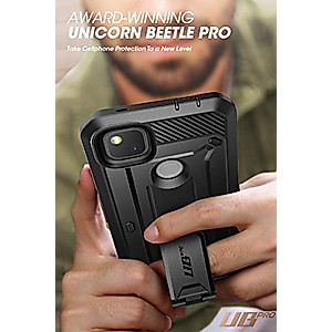 SUPCASE Unicorn Beetle Pro Series Case for Google Pixel 4A (2020 Release), Full-Body Rugged Holster Case with Built-in Screen Protector (Black)