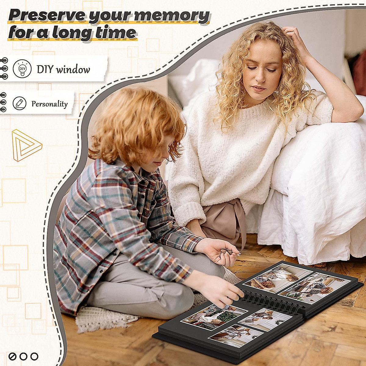 Popotop Scrapbook Photo Album,8x8in 80Pages DIY Hardcover Kraft Photo Album with Display Picture Window,Personalized Blank Memory Book for Family, Wedding,Guest Book,Anniversary