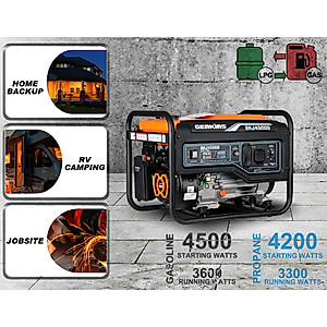 Genkins 4500 Watt Dual Fuel Generator Propane & Gas