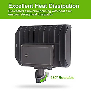 Paktonvo 100W LED Flood Light with Knuckle, Outdoor Flood Light Dusk to Dawn Photocell 5000K 14000lm AC100-277V Equivalent 1000W, ETL Waterproof Wall Mount LED Security Light for Yard Garden (2 Pack)