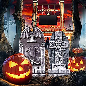 HUREDF Halloween Decoration Outdoor Yard Tombstone: 5 Pack Foam RIP Graveyard Headstones - Graves Scary Gravestones Vintage Yard Signs Lawn Cemetery Decor Outside