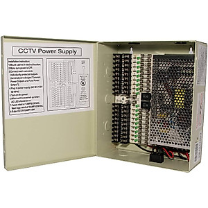 18 Outputs 12 Amp 12V DC CCTV Distributed Power Supply Box for Security Camera, UL Listed