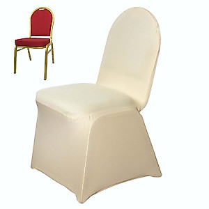 TABLECLOTHSFACTORY Champagne Spandex Chair Cover for Wedding Event Party-Pack of 5