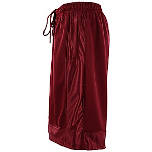 Mens Basketball Training Shorts with 3 Zippered Pockets (4X-Large, 409-Red)