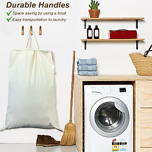 Extra Large Heavy Duty Laundry Bag with Handles and Sturdy Cotton Fabric, Travel Laundry Bags Laundry Basket Liner Hamper Liner, Thick Canvas Laundry Bag for Travel, Camp, College (28"x35"┃2 Pack)