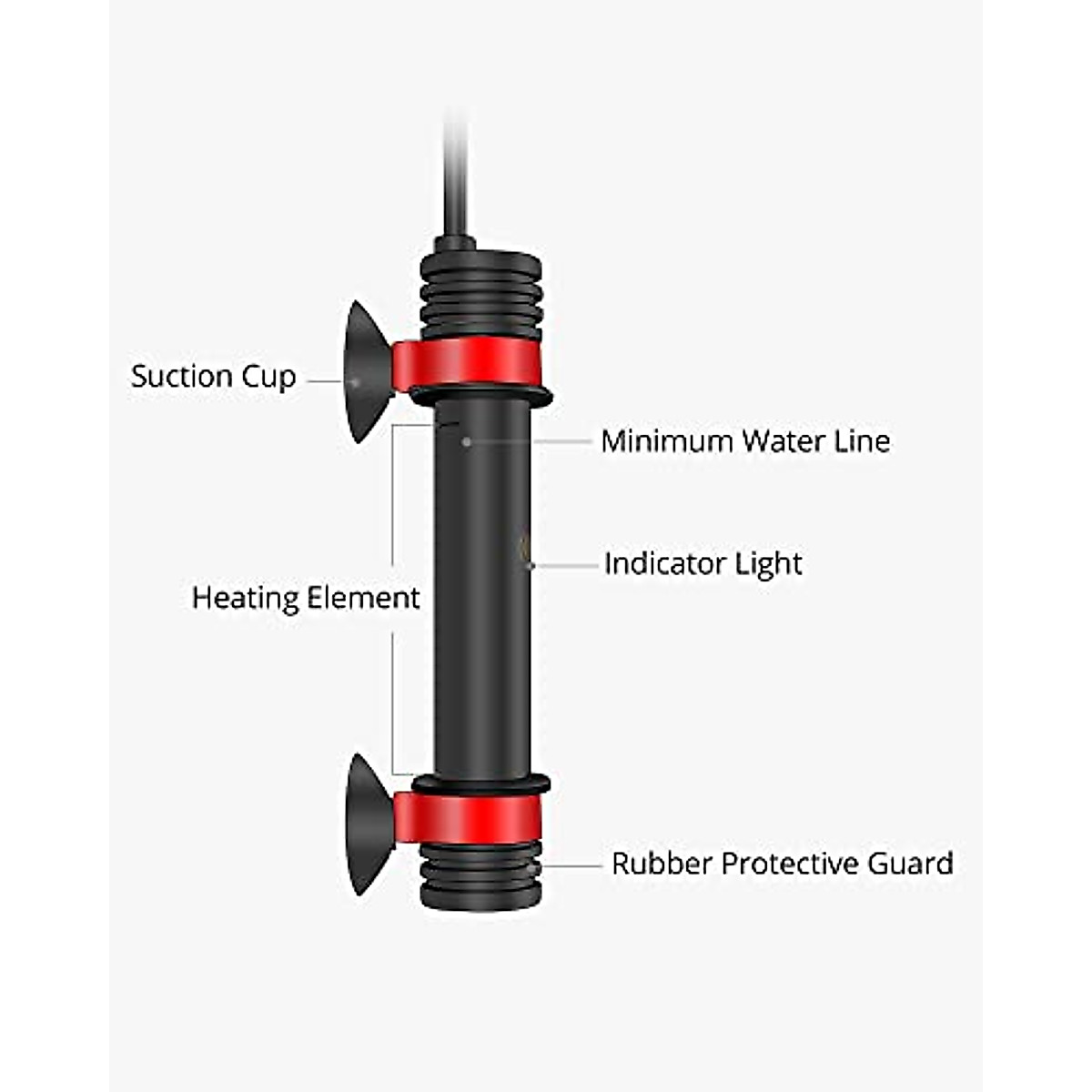 NICREW Preset Aquarium Heater, Submersible Fish Tank Heater with Electronic Thermostat, 100 Watt, for 10 to 25 Gallon Tank, UL Listed