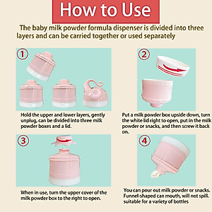 Baby Milk Powder Formula Dispenser, Stackable Formula Dispenser Container Mixie Bottle for Travel, Large Capacity Formula Holder and Snack Storage, Non-Spill, Powder Leakage Free, BPA Free (Pink)