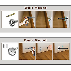 Long Door Stops, Stainless Steel Door Stopper, 8 Inch Commercial Doorstop Door Holder Wall Mounted, Large Modern Brushed Metal Solid Door Bumper w/Mute Rubber Tip, Heavy Duty Door Stopper
