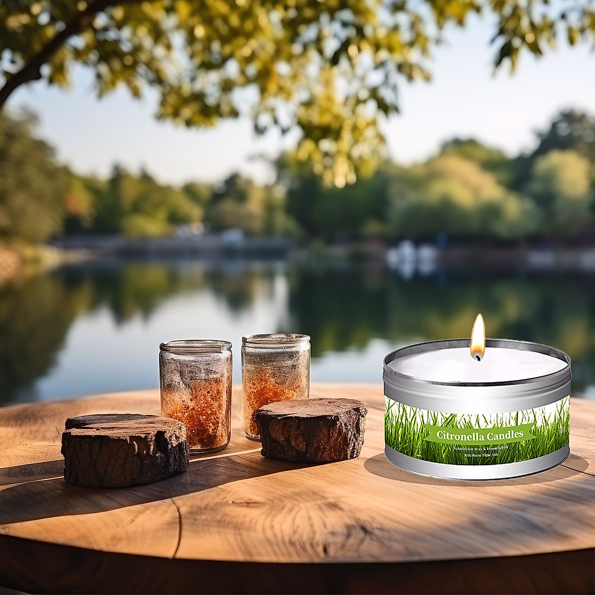 Gadojuewo 3 Pack 3.1OZ Citronella Candles Outdoor and Indoor,49 Hours Soy Wax Candle in Medium Bucket for Patio Ledge Garden Yard Beach