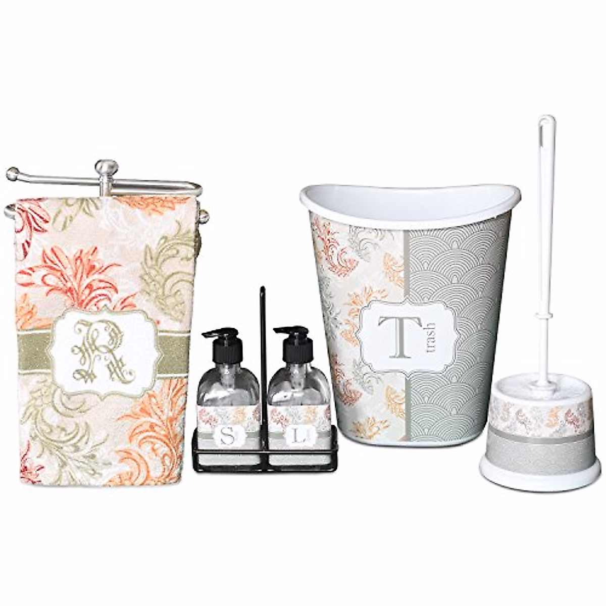 RNK Shops Watercolor Floral Waste Basket - Single Sided (White)