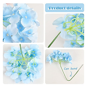 HUIANER 6PCS Artificial Hydrangea Flowers, 15.74” Fake Silk Flower Heads with Stems for Wedding Centerpiece Bouquets Home Office Party Garden DIY Craft Art Decoration(Light Blue)