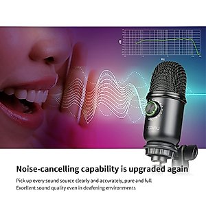 DNZPFU D Professional USB Condenser Microphone for Computer and Mac - Supercardioid Pickup Pattern, Mic Gain Control, Mic Monitoring, Ideal Recording