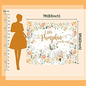 Mocsicka Fall Pumpkin Baby Shower Backdrop Autumn A Little Pumpkin is on The Way Party Decorations Boy Girl Neutral Welcome Baby Pumpkin Party Cake Table Banner (Orange, 8x6ft(96''x72''))